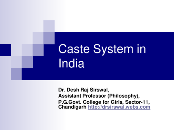 (PDF) Caste System in India