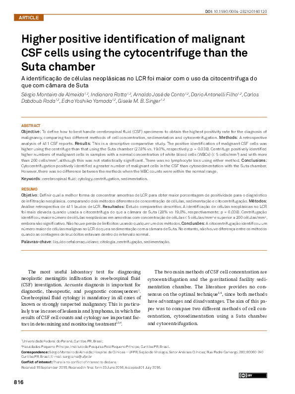 (PDF) Higher positive identification of malignant CSF cells using the ...