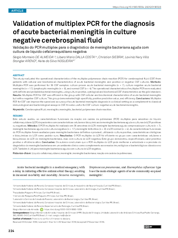 (PDF) Validation of multiplex PCR for the diagnosis of acute bacterial ...