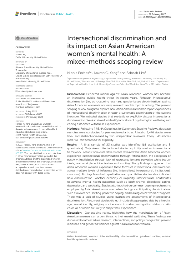 (PDF) Intersectional discrimination and its impact on Asian American ...