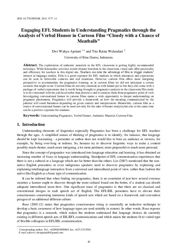 (PDF) Engaging EFL Students in Understanding Pragmatics through the ...