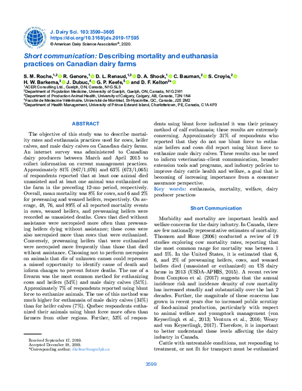 (PDF) Short communication: Describing mortality and euthanasia ...
