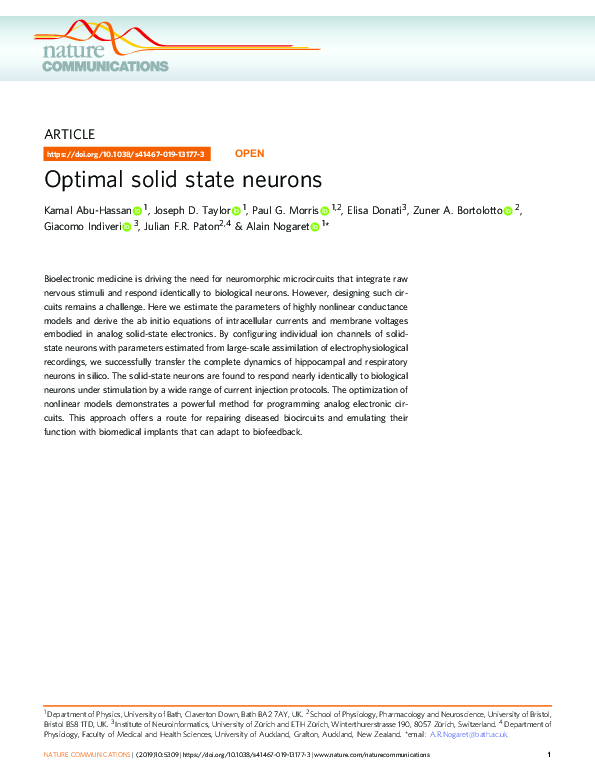 (PDF) Optimal solid state neurons