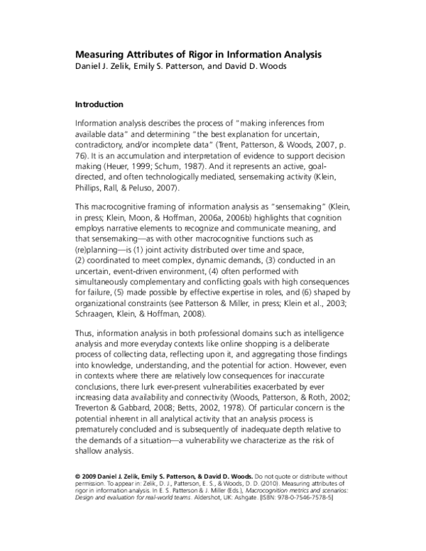 (PDF) Measuring Attributes of Rigor in Information Analysis