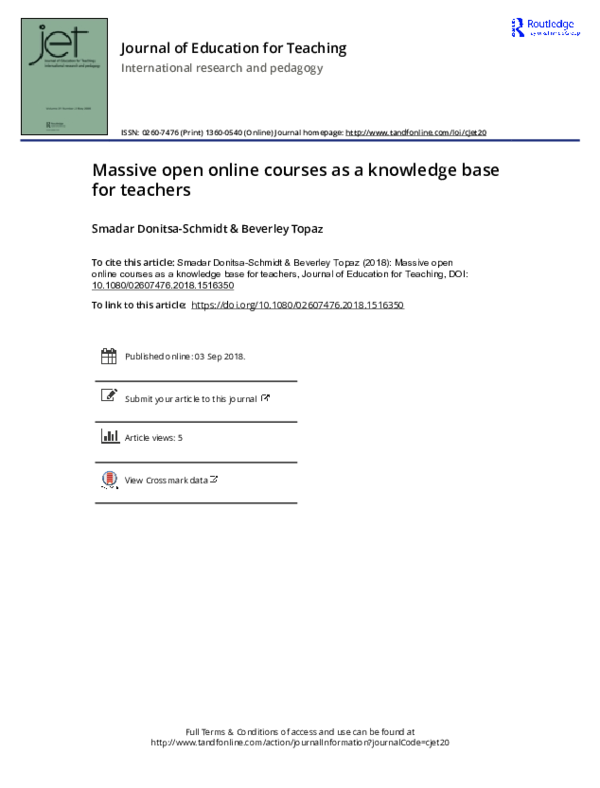 (PDF) Massive open online courses as a knowledge base for teachers