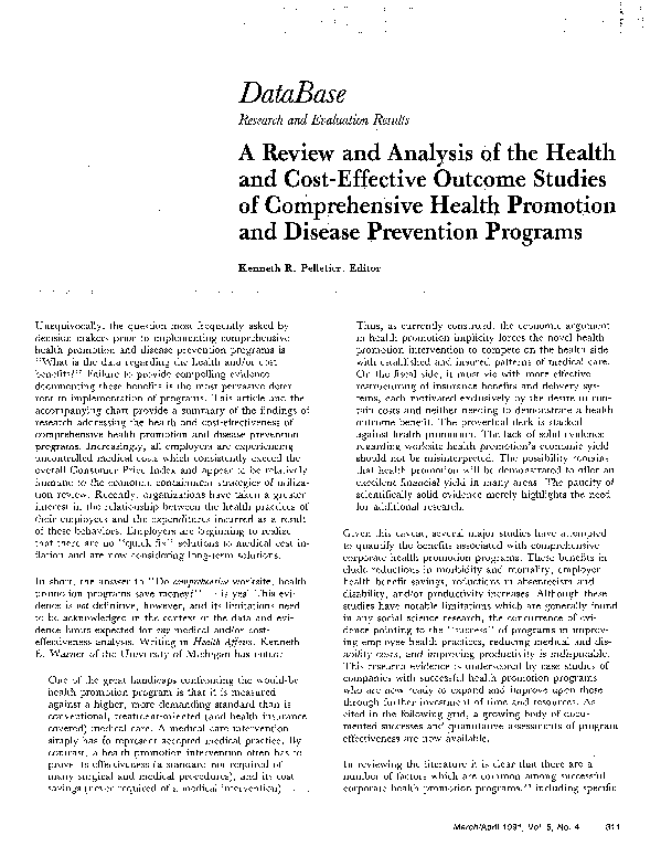 (PDF) A Review and Analysis of the Health and Cost-Effective Outcome ...