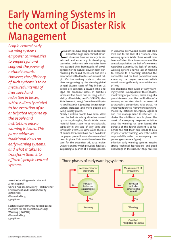 (PDF) Early warning systems in the context of disaster risk management