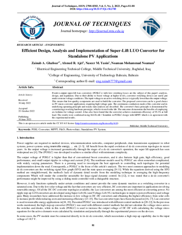 (PDF) Efficient Design, Analysis and Implementation of Super-Lift LUO Converter for Standalone ...
