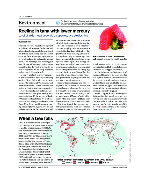 (PDF) Mercury Levels in Tuna: Risks and Species Variance