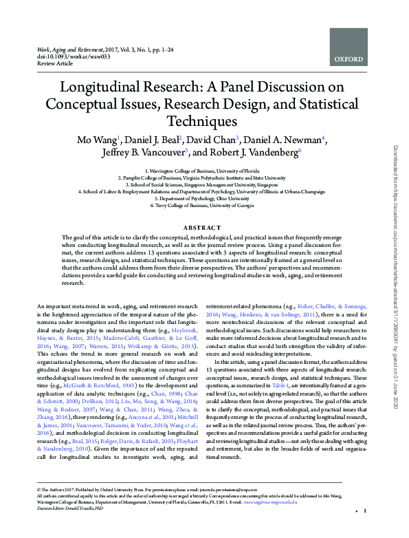 (PDF) Guidelines for Conducting Longitudinal Research