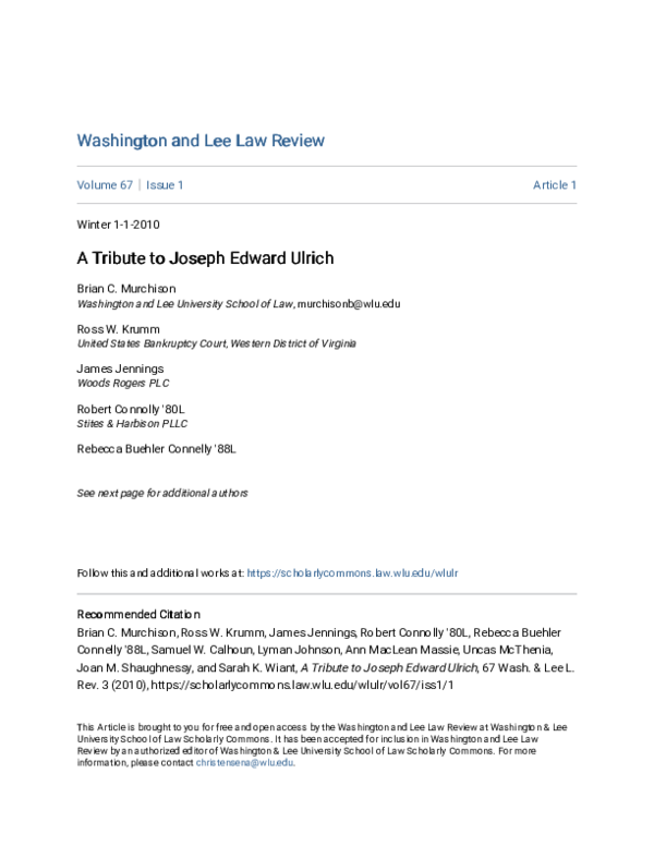 (PDF) A Tribute to Joseph Edward Ulrich