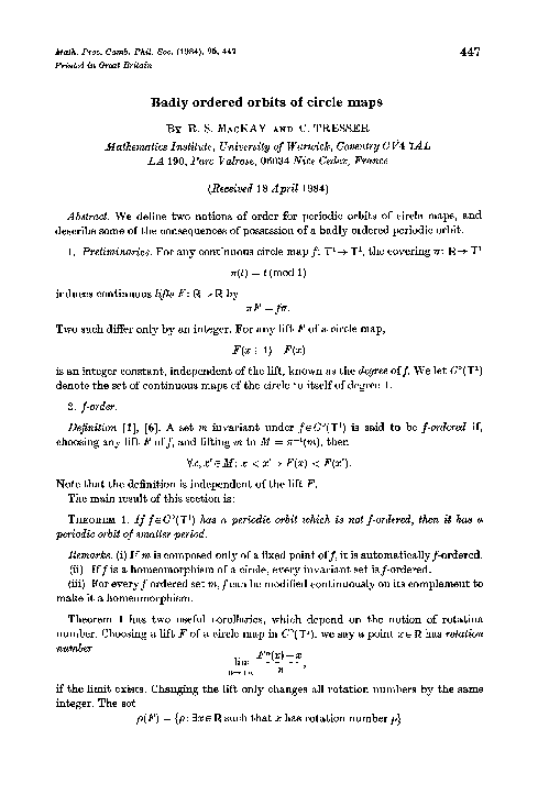 (PDF) Badly ordered orbits of circle maps