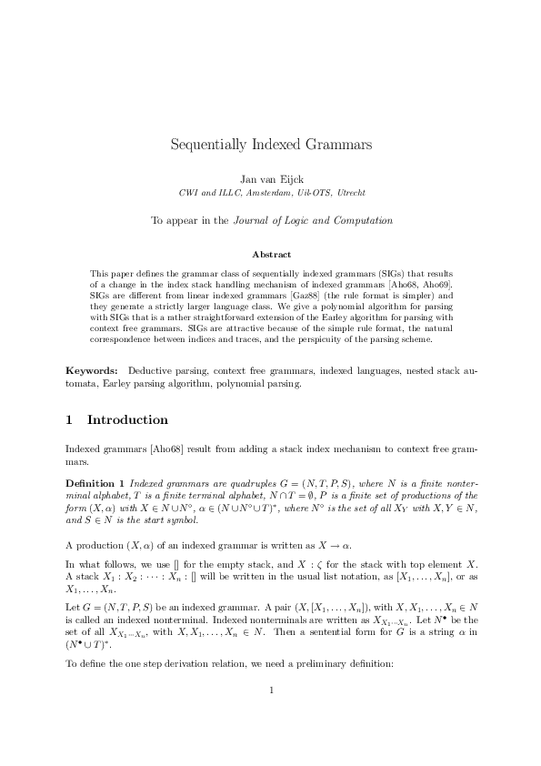 (PDF) Sequentially Indexed Grammars
