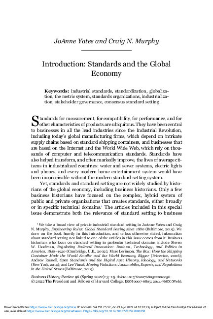 (PDF) Introduction: Standards and the Global Economy