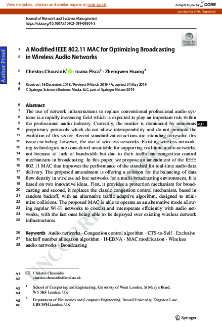 Pdf A Modified Ieee 802 11 Mac For Optimizing Broadcasting In Wireless Audio Networks