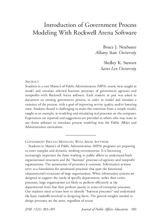 (PDF) Introduction of Government Process Modeling with Rockwell Arena ...