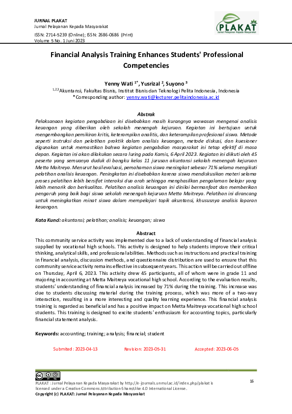 (PDF) Financial Analysis Training Enhances Students' Professional ...