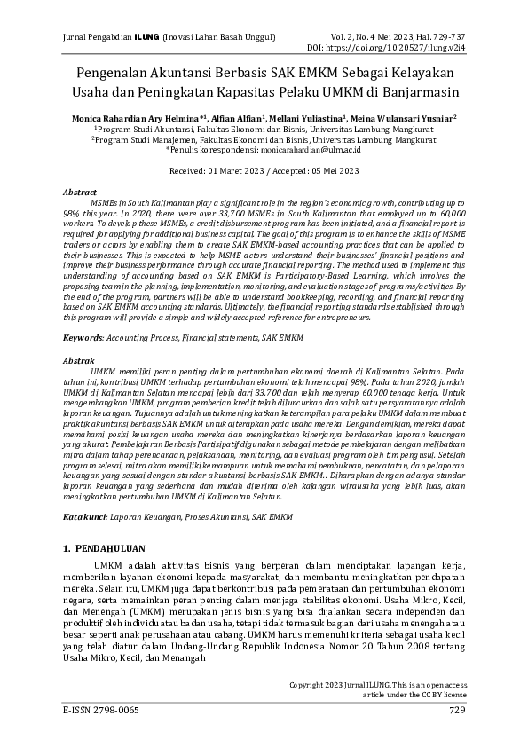 (PDF) Pengenalan Akuntansi Berbasis SAK EMKM Sebagai Kelayakan Usaha ...
