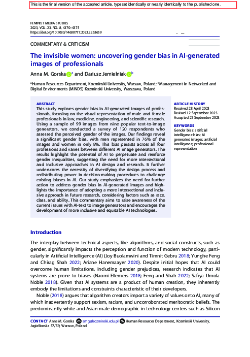 (PDF) The invisible women: uncovering gender bias in AI-generated ...