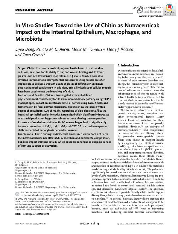 (PDF) In Vitro Studies Toward the Use of Chitin as Nutraceutical ...