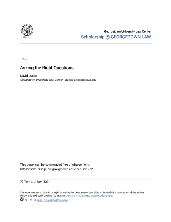(PDF) Asking the Right Questions