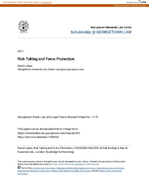 (PDF) Risk Taking and Force Protection