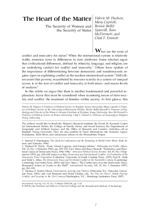 (PDF) The Heart of the Matter Valerie M. Hudson