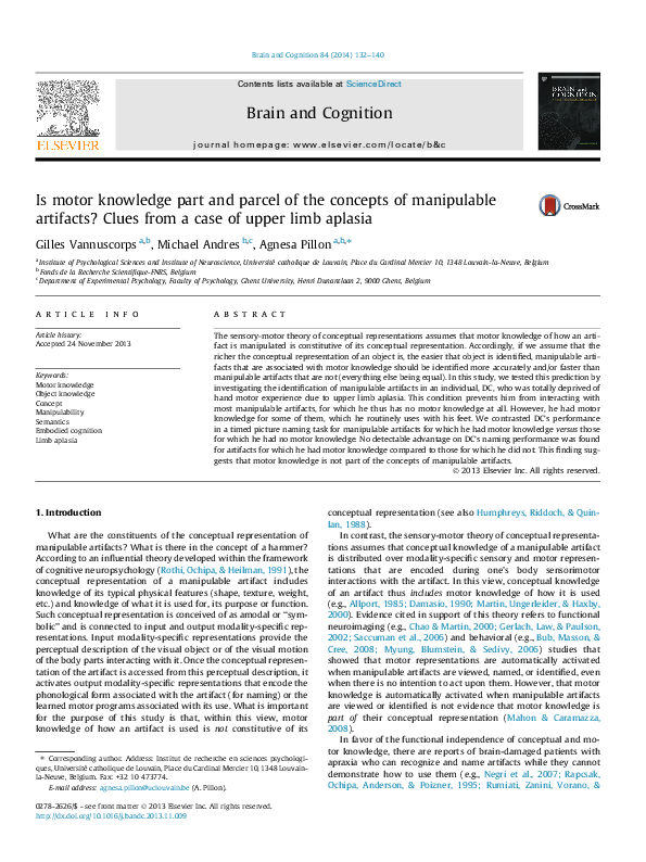 (PDF) Is motor knowledge part and parcel of the concepts of manipulable ...