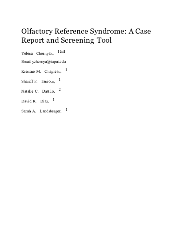 (PDF) Olfactory Reference Syndrome: A Case Report and Screening Tool