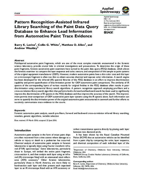 (PDF) Pattern Recognition-Assisted Infrared Library Searching of the ...