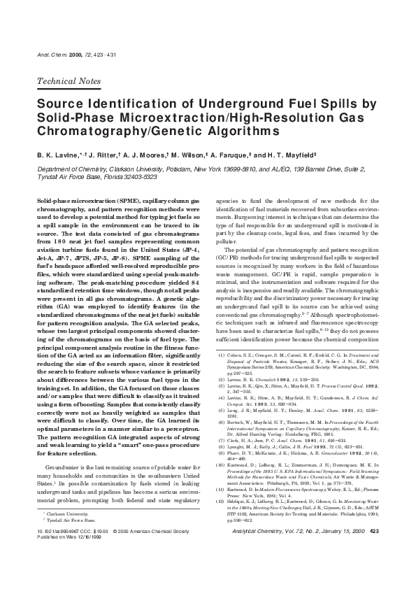(PDF) Source Identification of Underground Fuel Spills by Solid-Phase Microextraction/High ...