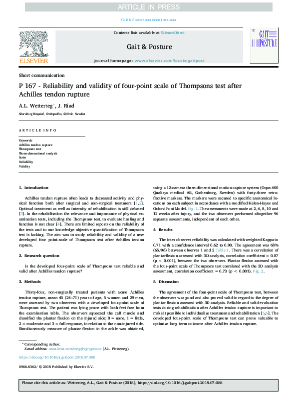 (PDF) P 167 - Reliability and validity of four-point scale of Thompsons ...
