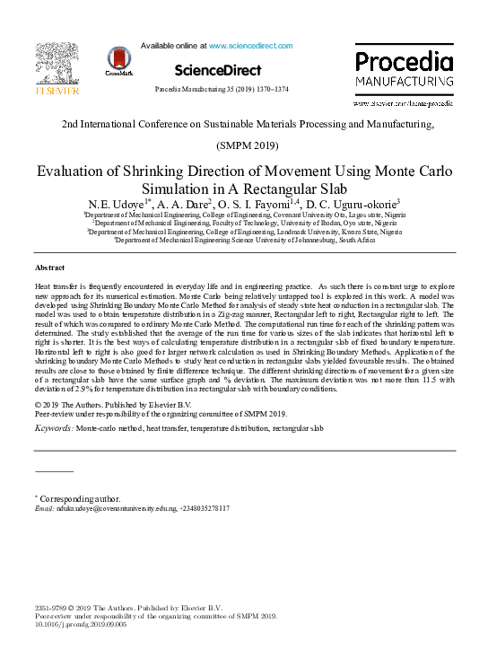 (PDF) Evaluation of Shrinking Direction of Movement Using Monte Carlo ...