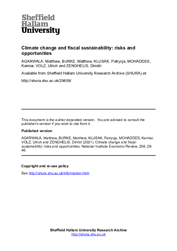 (PDF) Climate change and fiscal sustainability: Risks and opportunities