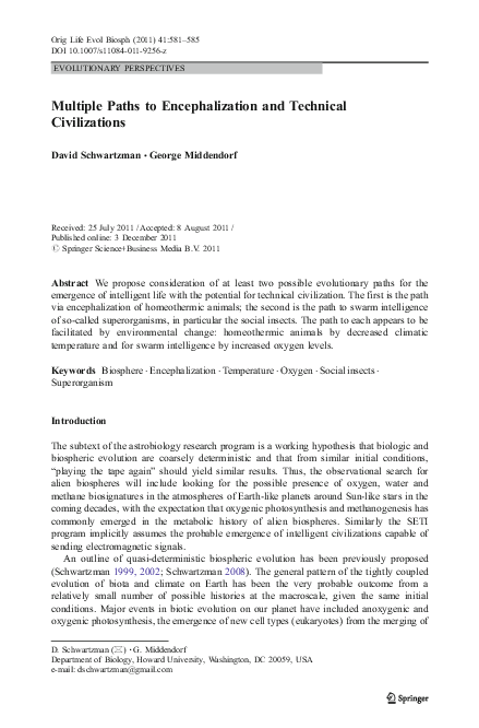 (PDF) Multiple Paths to Encephalization and Technical Civilizations ...