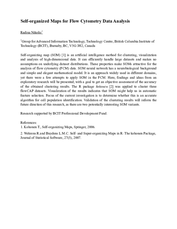 (PDF) Self-organized Maps for Flow Cytometry Data Analysis