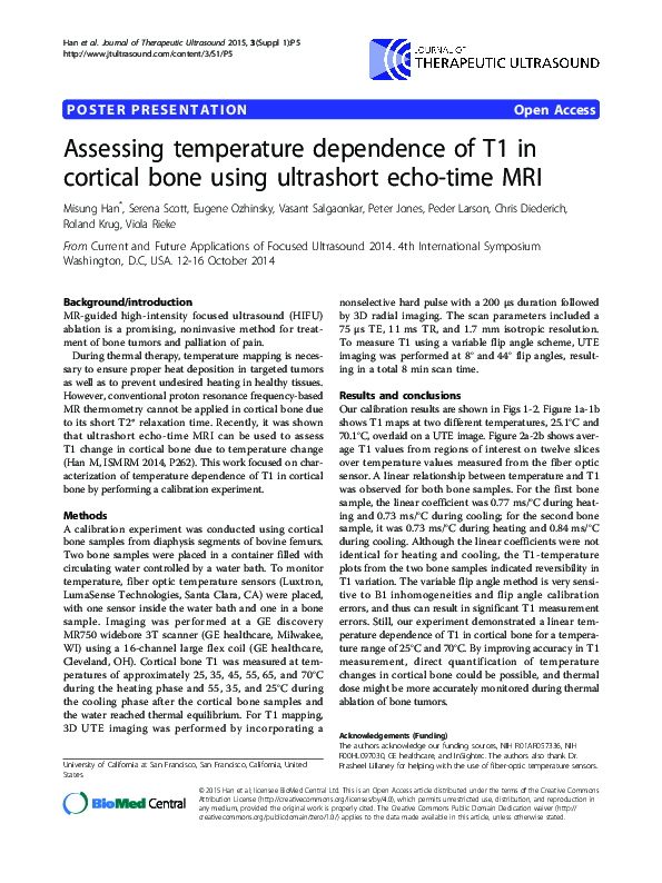 (PDF) Assessing temperature dependence of T1 in cortical bone using ...