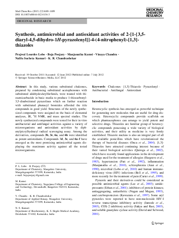 (PDF) Synthesis, antimicrobial and antioxidant activities of some novel cyclized naphthyl ...