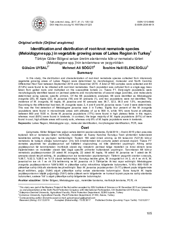 (PDF) Identification and distribution of root-knot nematode species ...