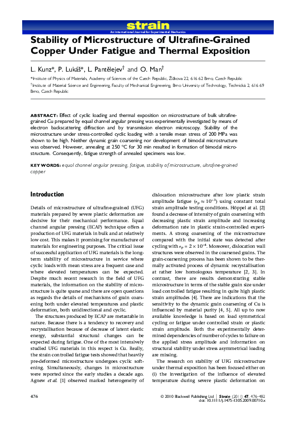 (PDF) Stability of Microstructure of Ultrafine-Grained Copper Under ...