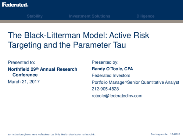 (PDF) The Black–Litterman model: active risk targeting and the ...