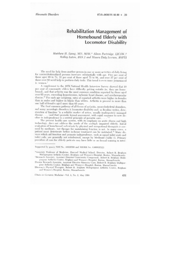 (PDF) Rehabilitation Management of Homebound Elderly with Locomotor ...