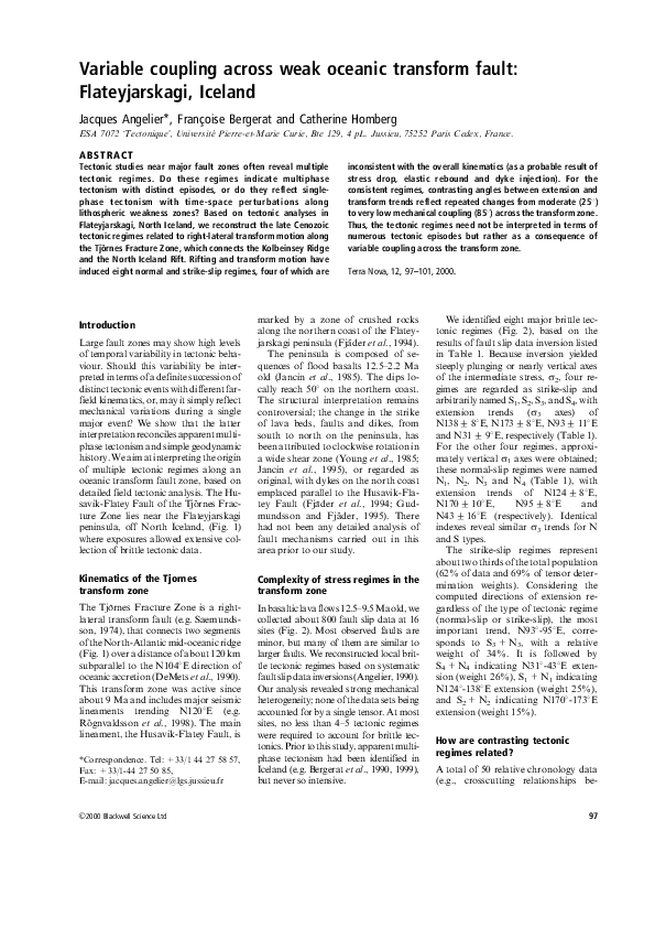 (PDF) Variable coupling across weak oceanic transform fault ...