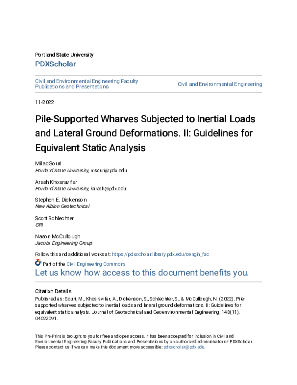 (PDF) Pile-Supported Wharves Subjected to Inertial Loads and Lateral ...