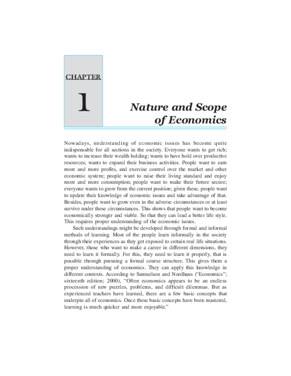 (PDF) The Nature and Scope of Economics