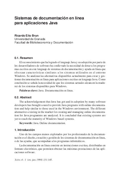 (PDF) Sistemas de documentación en línea para aplicaciones Java