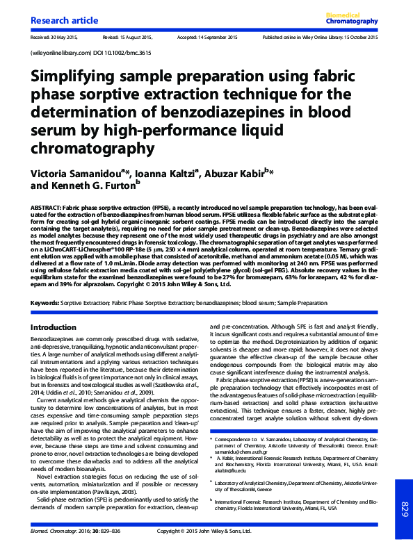 (PDF) Simplifying sample preparation using fabric phase sorptive ...