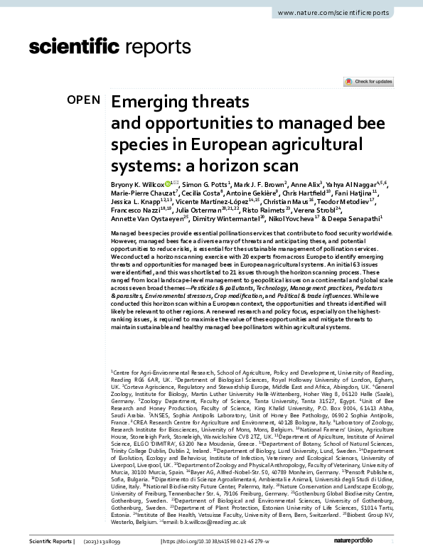 (PDF) Emerging threats and opportunities to managed bee species in ...