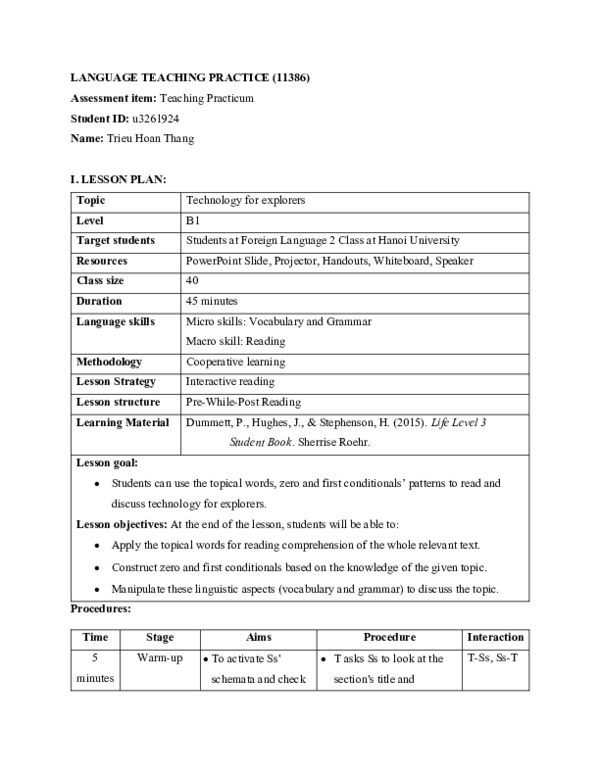 (DOC) LANGUAGE TEACHING PRACTICE - Teaching Practicum