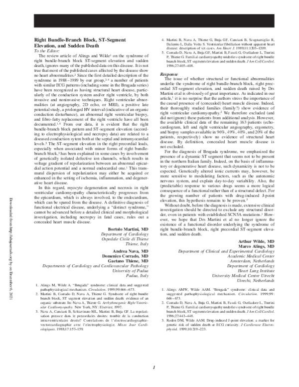 (PDF) Right Bundle-Branch Block, ST-Segment Elevation, and Sudden Death ...